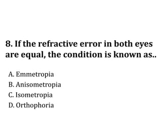 Ophthalmology and Optometry multiple Choice Questions.. Optometry Fans ...
