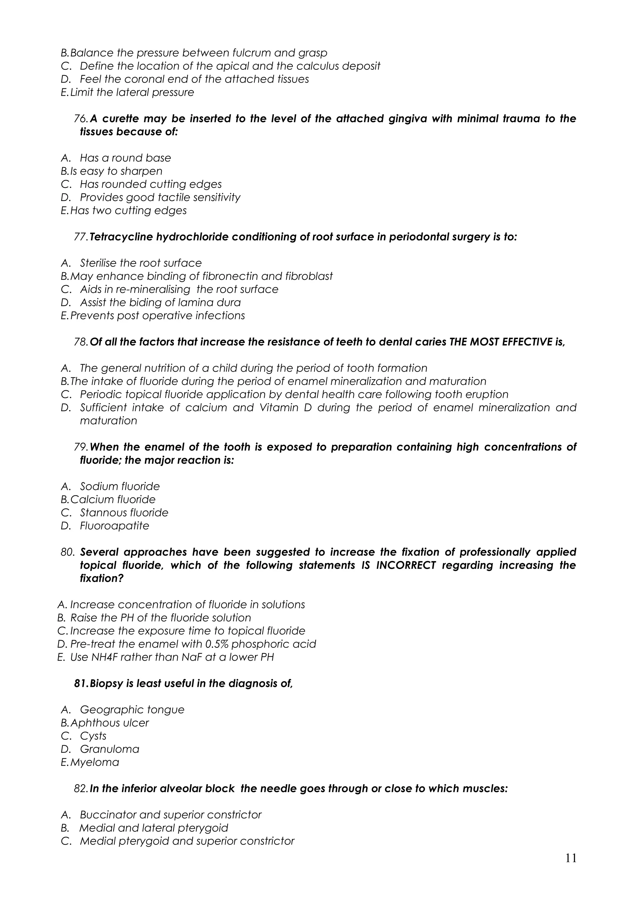 1100 MCQ in Dentistry with Answers | DOC