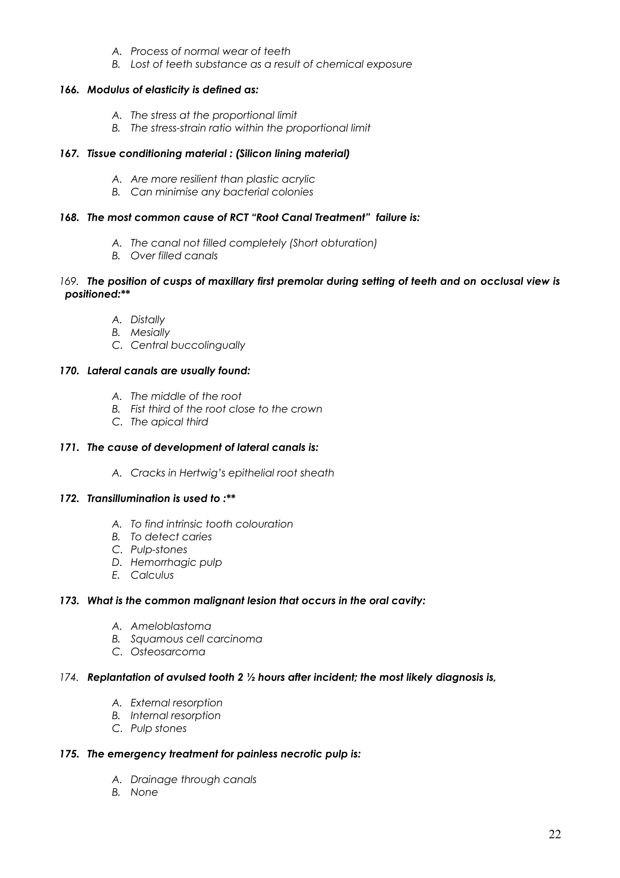 1100 MCQ in Dentistry with Answers | DOC