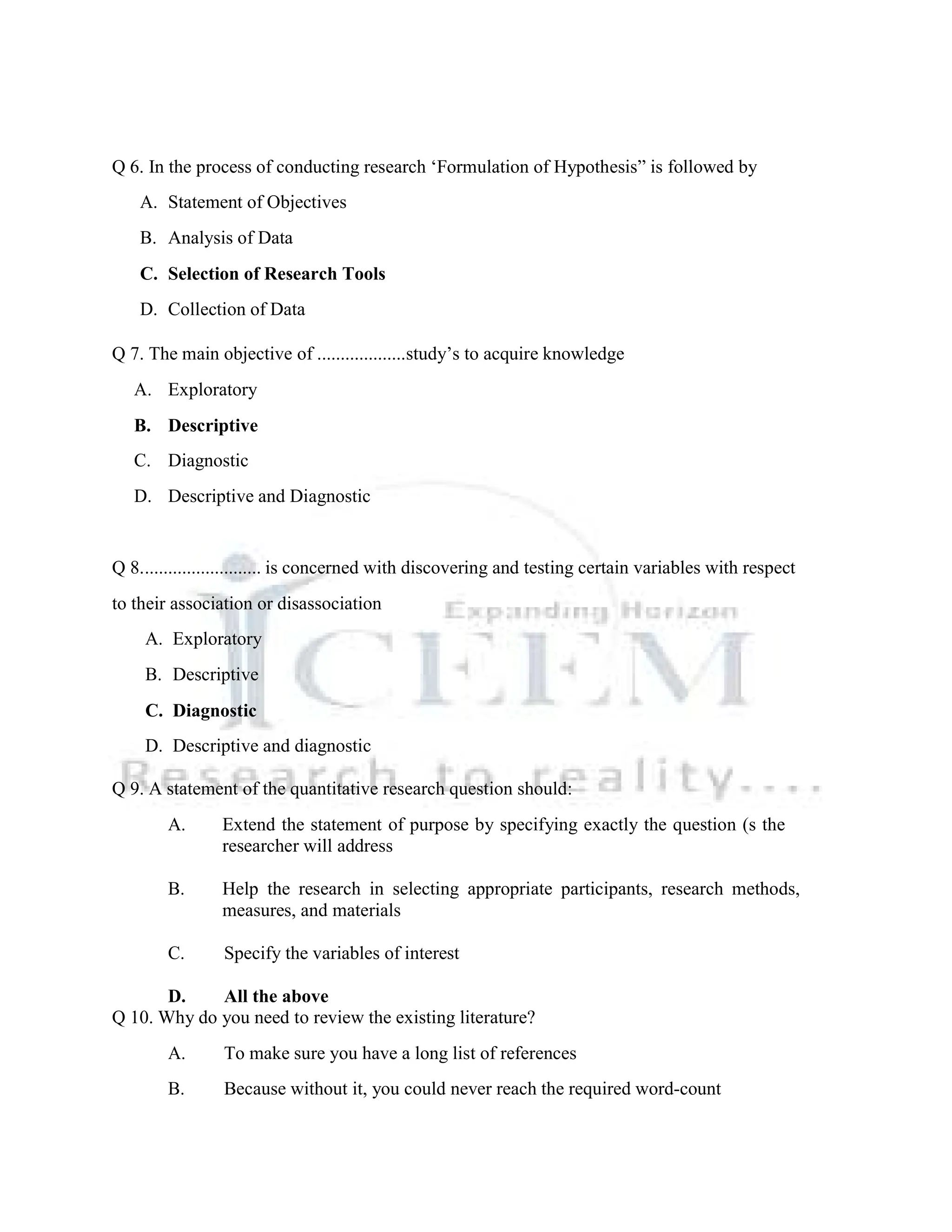 MCQ for Research and methodology mcqs with answersy | PDF | Educational ... MCQ for Research and methodology mcqs with answersy | PDF | Educational ...