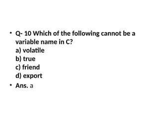 Multiple Choice Questions of Programming Using C.pptx