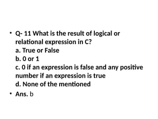 Multiple Choice Questions of Programming Using C.pptx