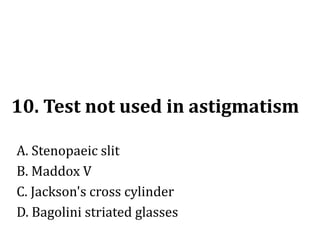Ophthalmology and Optometry multiple Choice Questions.... Optometry ...