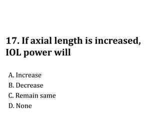 Ophthalmology and Optometry multiple Choice Questions.... Optometry ...