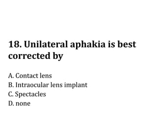Ophthalmology and Optometry multiple Choice Questions.... Optometry ...