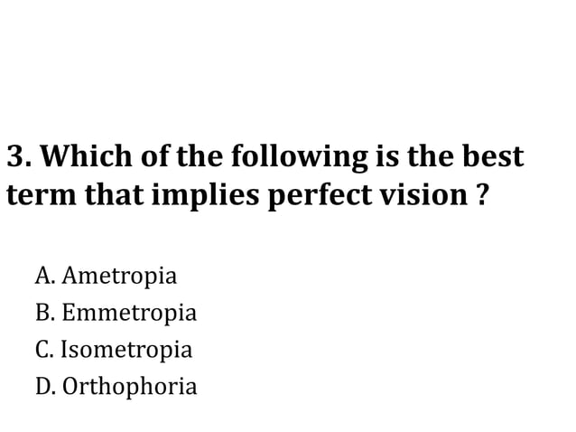 Ophthalmology and Optometry multiple Choice Questions.... Optometry ...