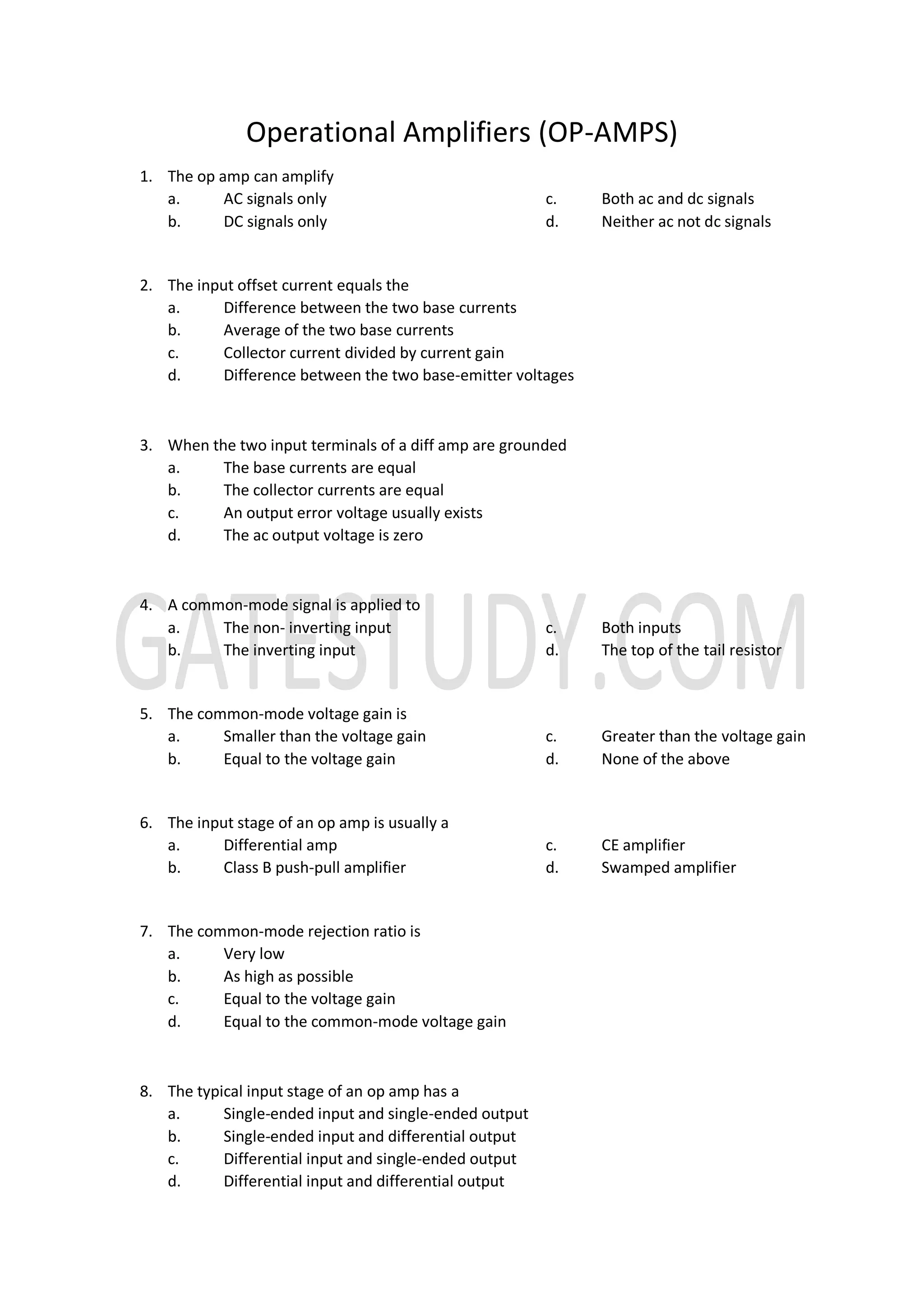 Mcq4 ac-operational-amplifiers | PDF
