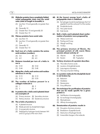 Multiple Choice questions in BIOCHEMISTRY by G.Vidya | PDF