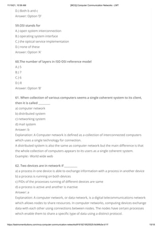 computer communication networks MCQs | PDF