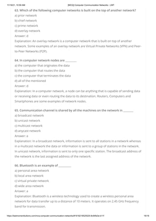 computer communication networks MCQs | PDF