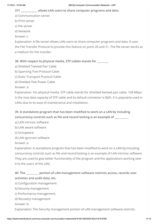 [Mcq] computer communication networks lmt2 | PDF