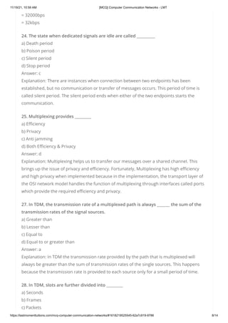 [Mcq] computer communication networks lmt2 | PDF