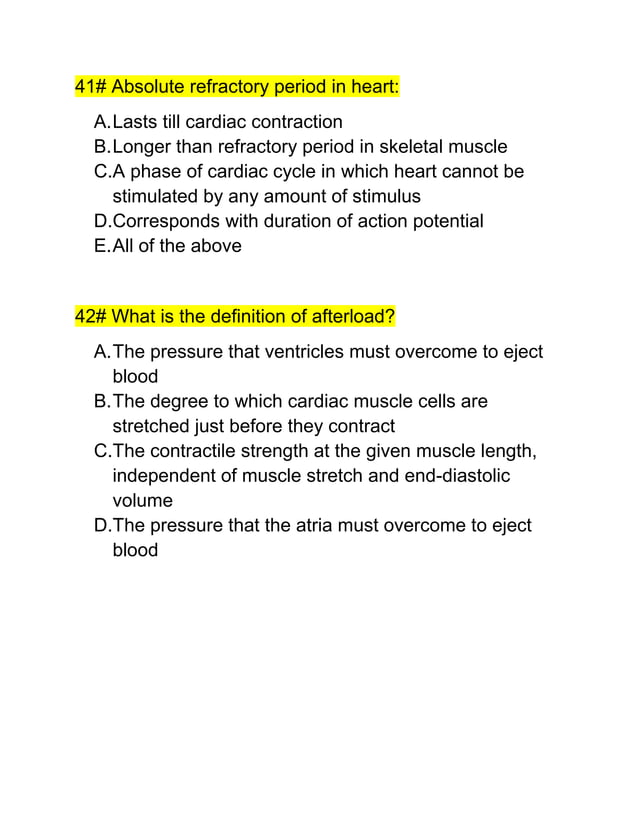 MCQ CVS Physiology | PDF | Heart and Cardiovascular Diseases | Diseases ...