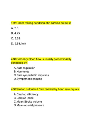 MCQ CVS Physiology | PDF