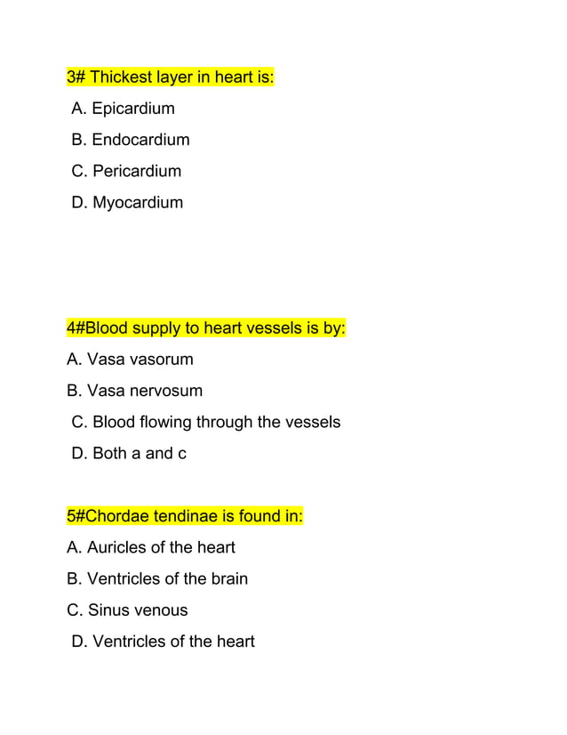 MCQ CVS Physiology | PDF | Heart and Cardiovascular Diseases | Diseases ...
