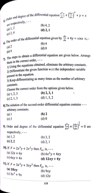Mcq differential and ordinary differential equation | PDF