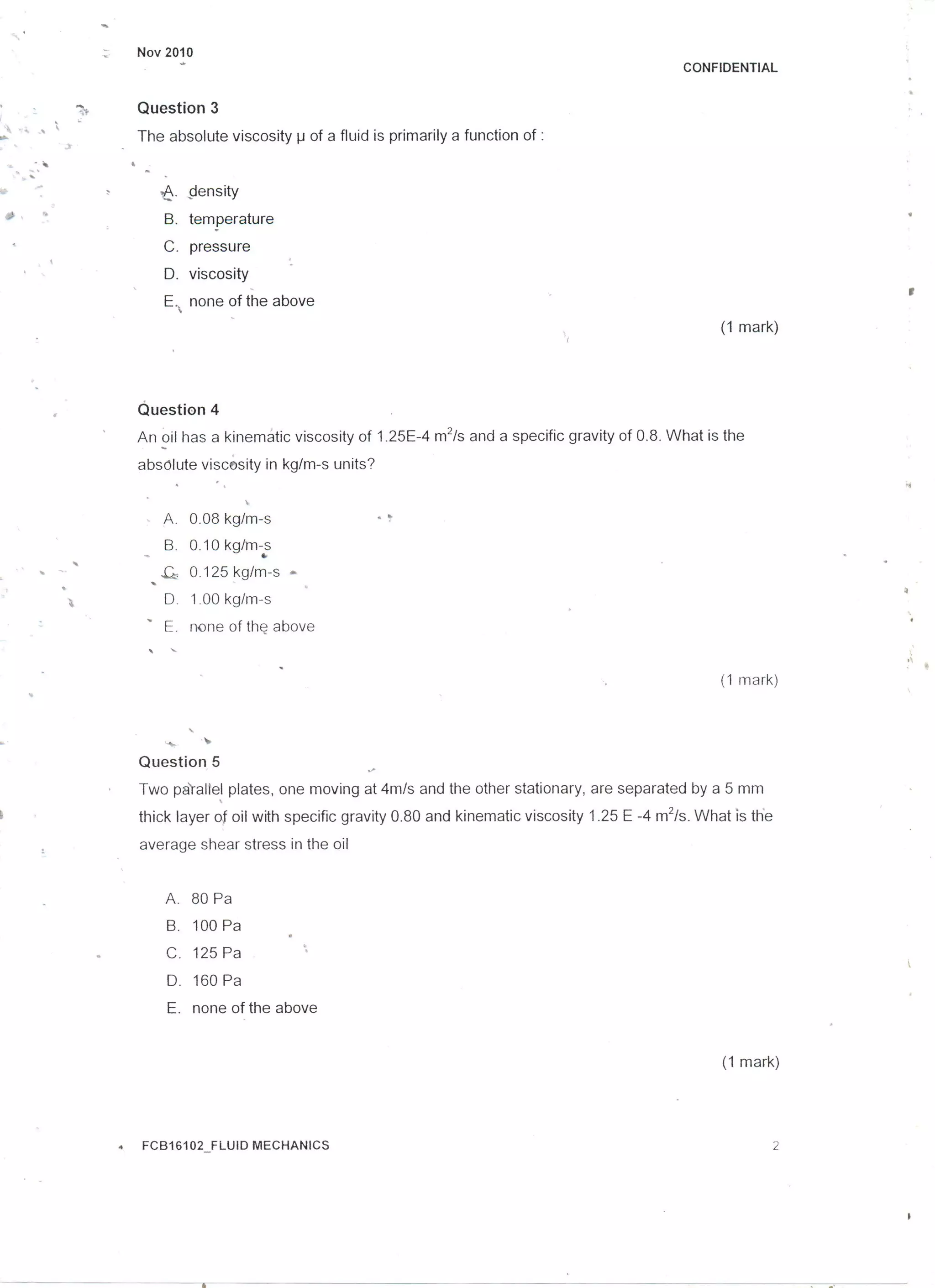MCQ Ex in Fluid mechanics | PDF