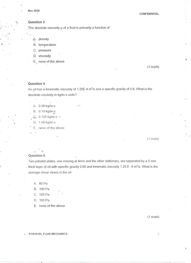 MCQ Ex in Fluid mechanics | PDF