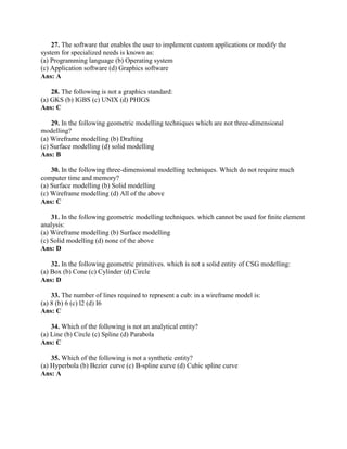 Multiple Choice Questions for CAD/CAM | PDF