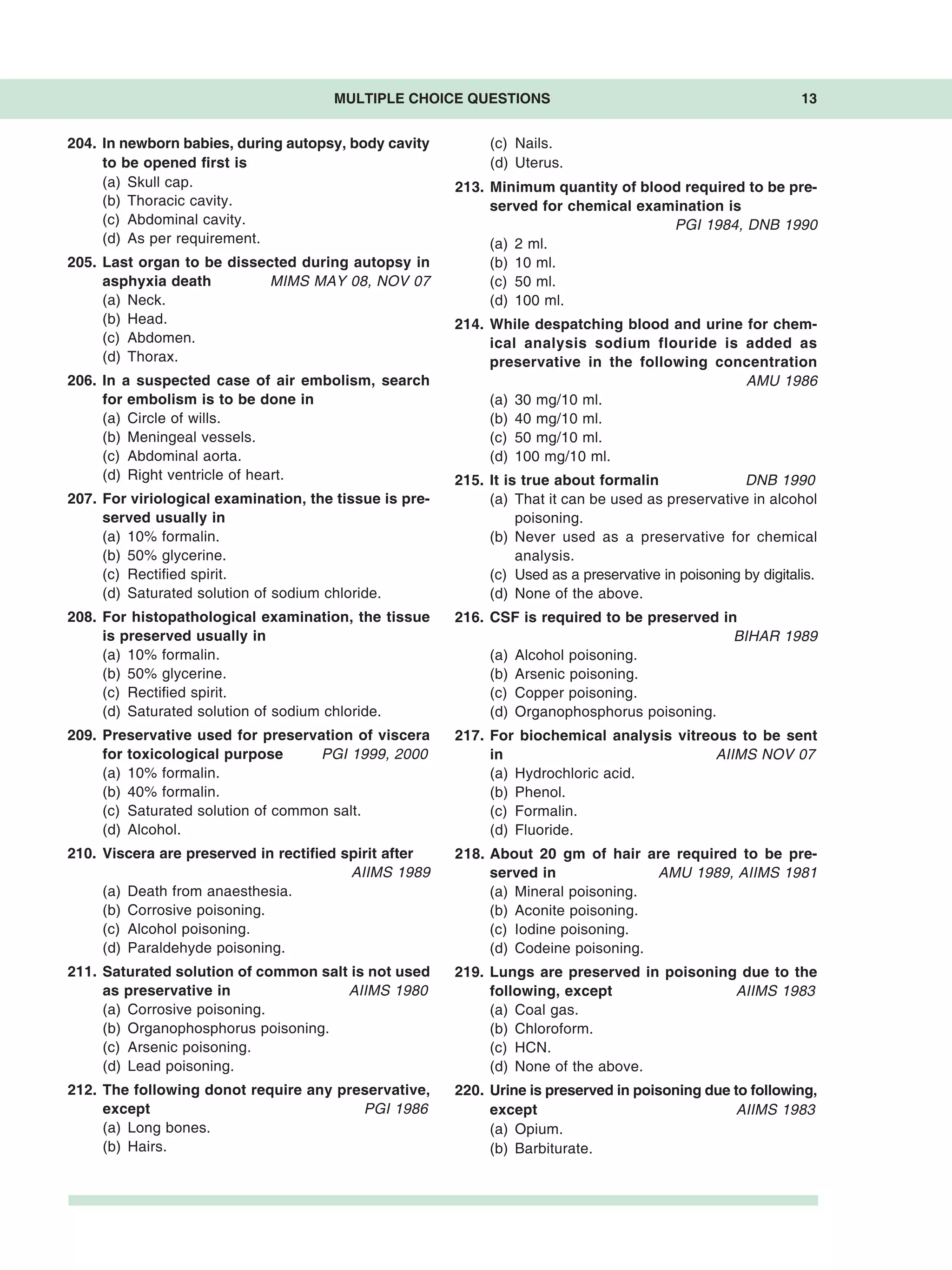 FORENSIC MEDICINE MCQS | PDF