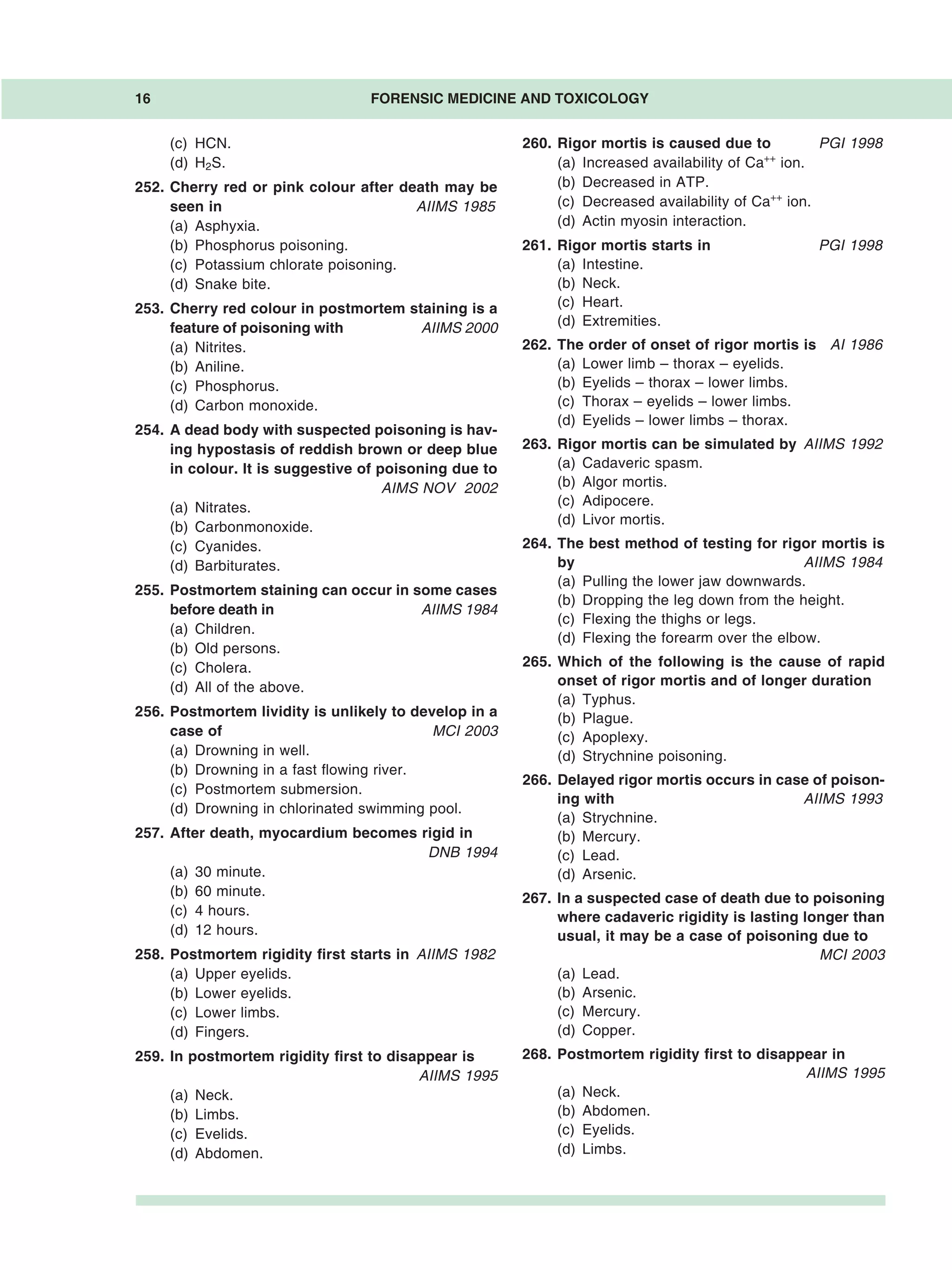 FORENSIC MEDICINE MCQS | PDF