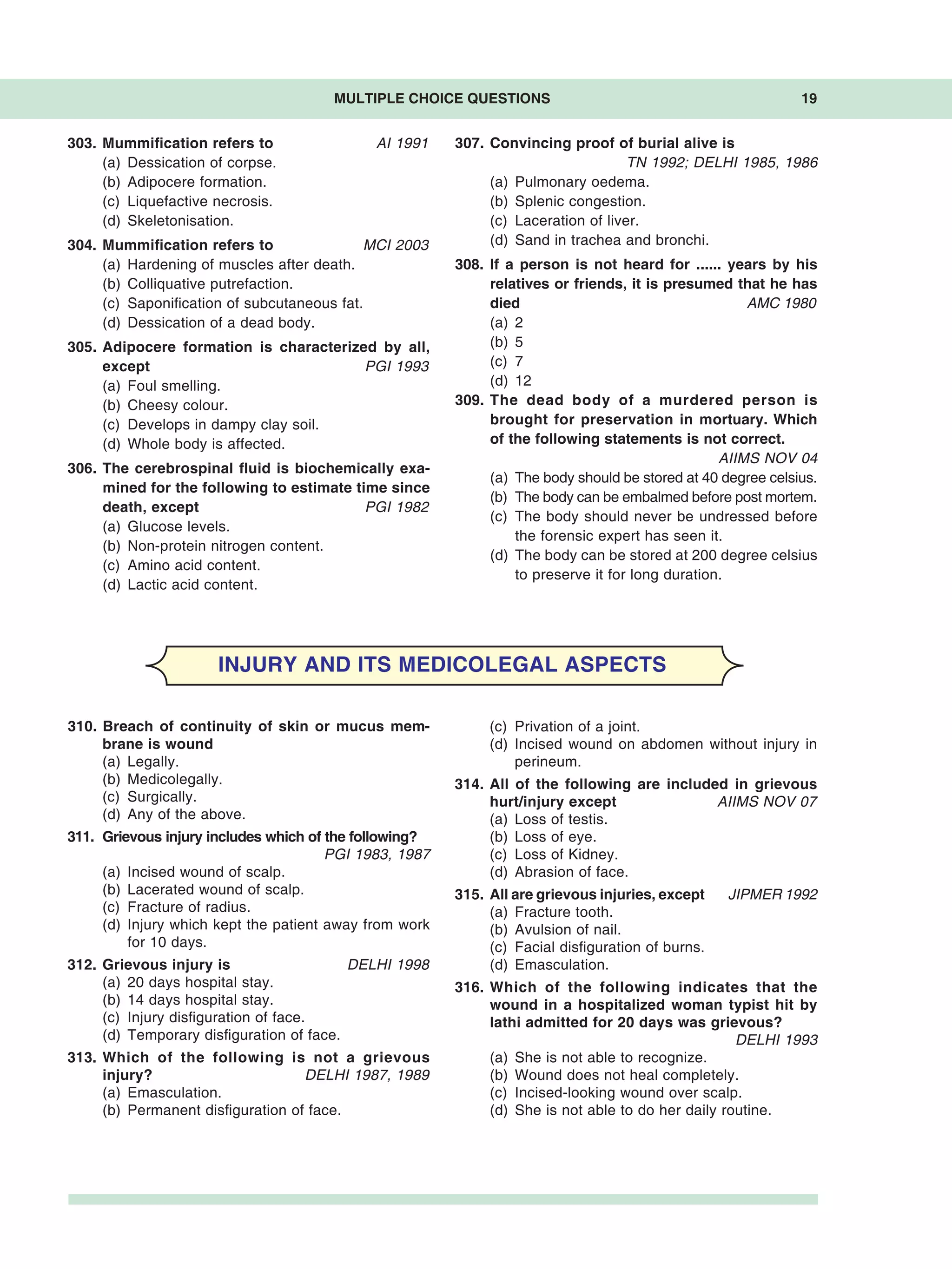FORENSIC MEDICINE MCQS | PDF