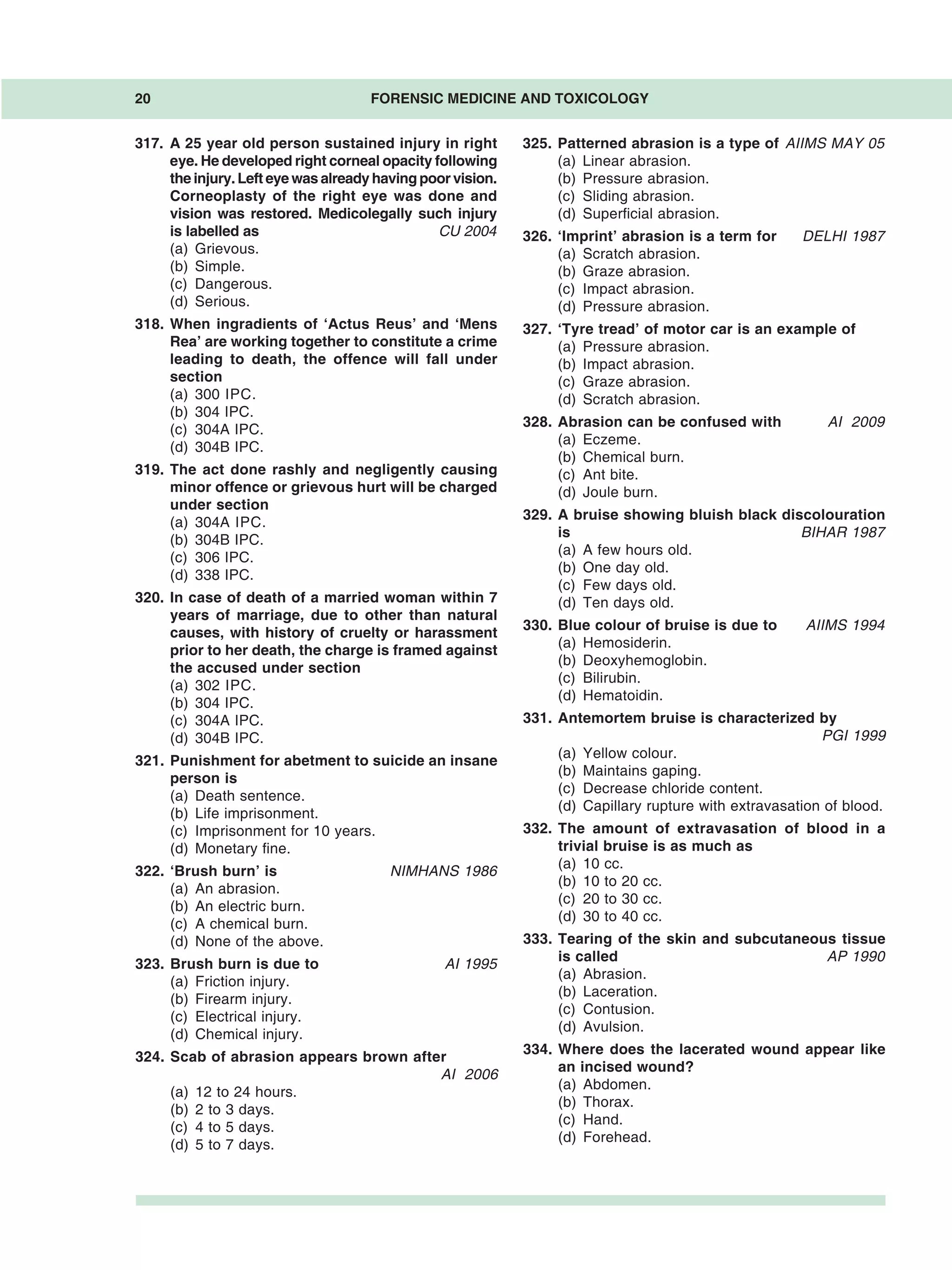 FORENSIC MEDICINE MCQS | PDF