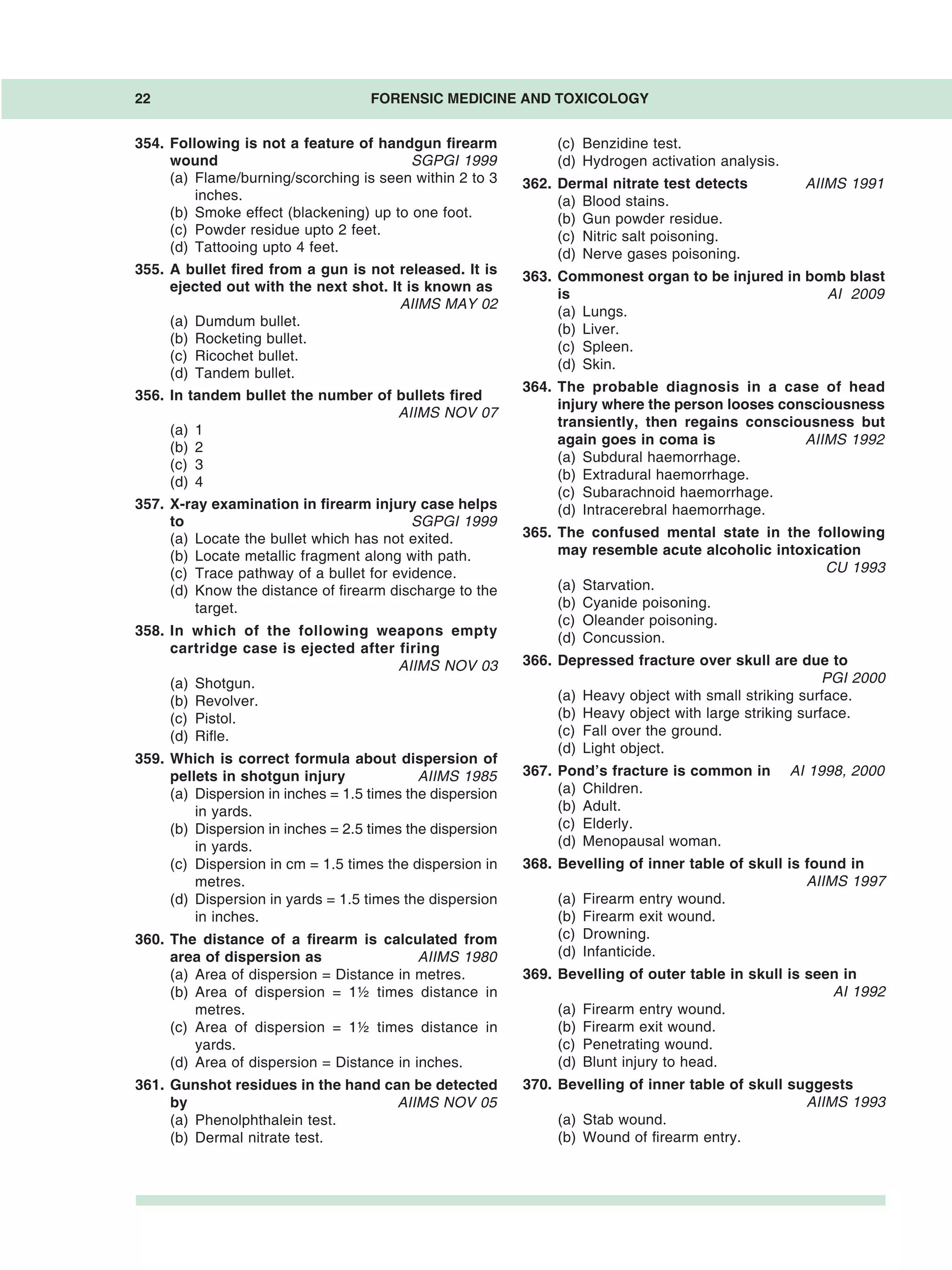 FORENSIC MEDICINE MCQS | PDF