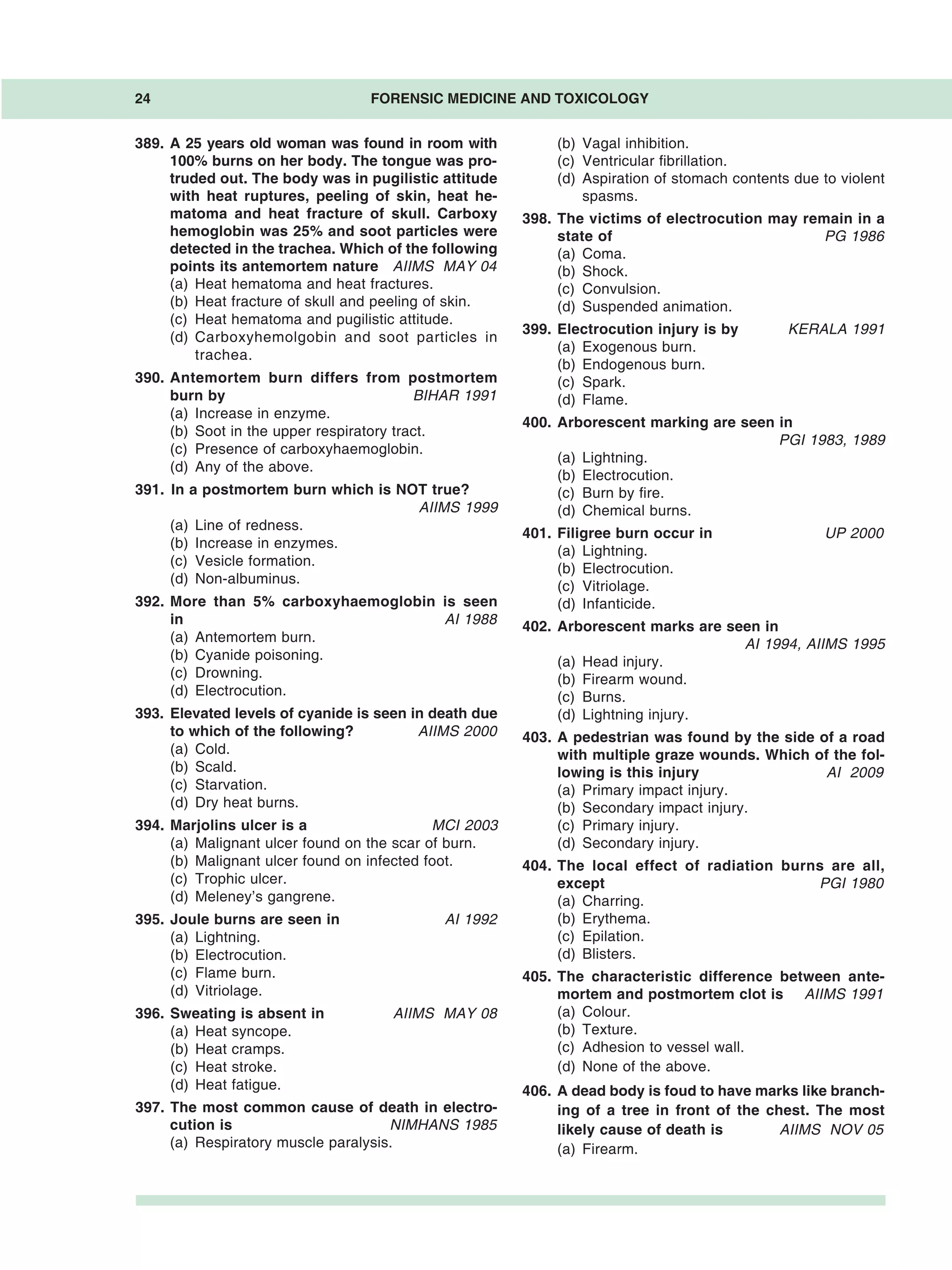 FORENSIC MEDICINE MCQS | PDF