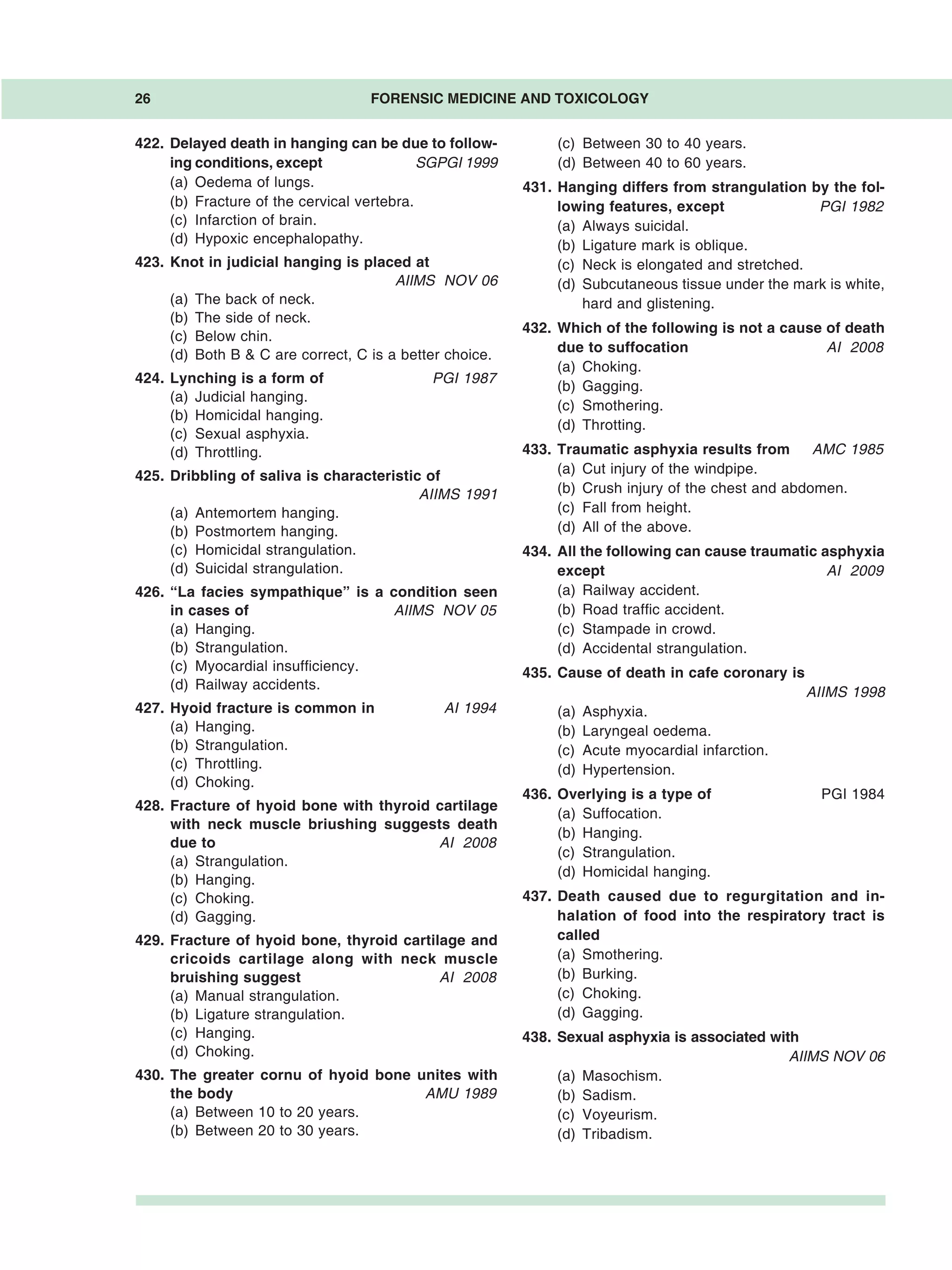 FORENSIC MEDICINE MCQS | PDF