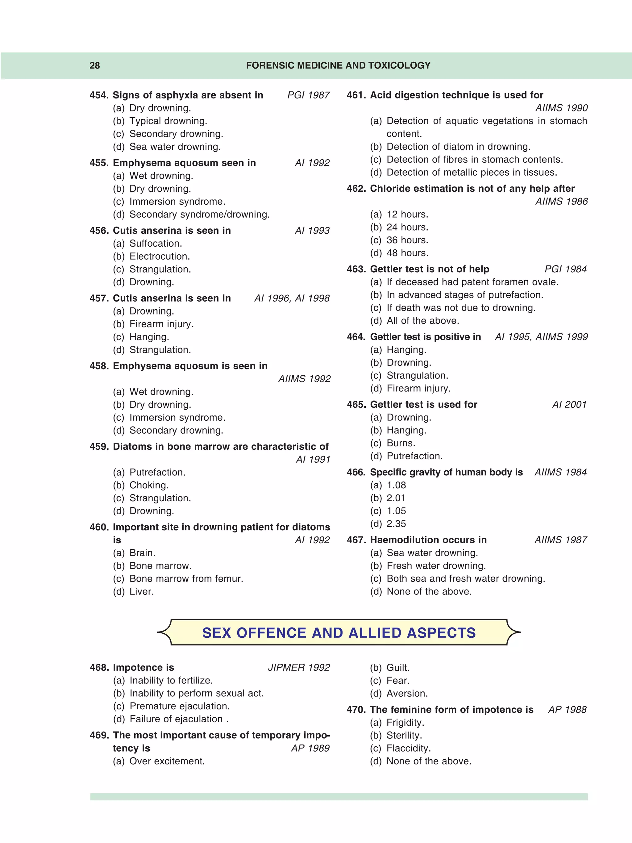 FORENSIC MEDICINE MCQS | PDF