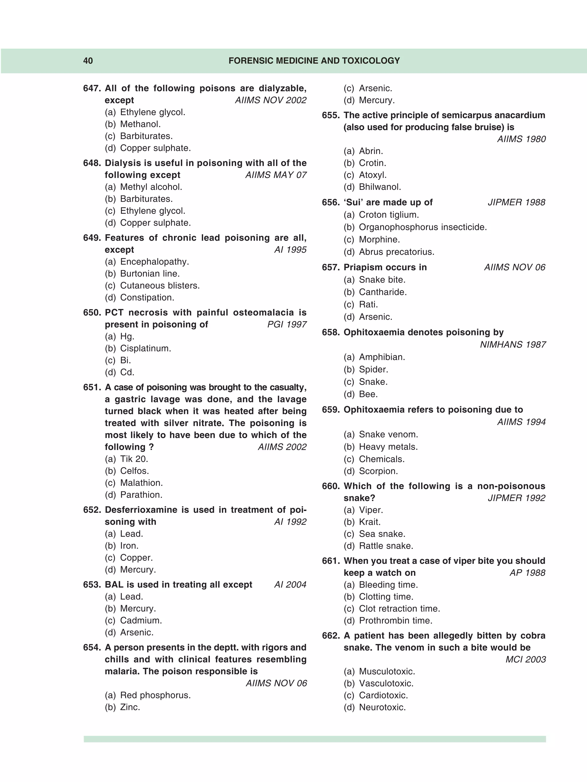 FORENSIC MEDICINE MCQS | PDF