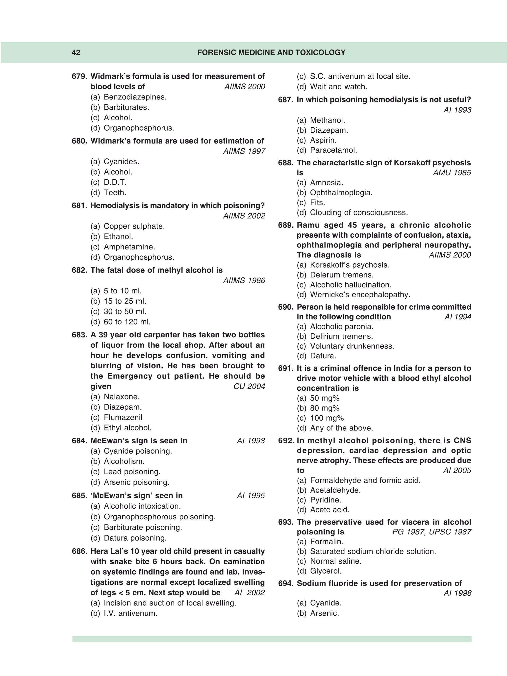 FORENSIC MEDICINE MCQS | PDF