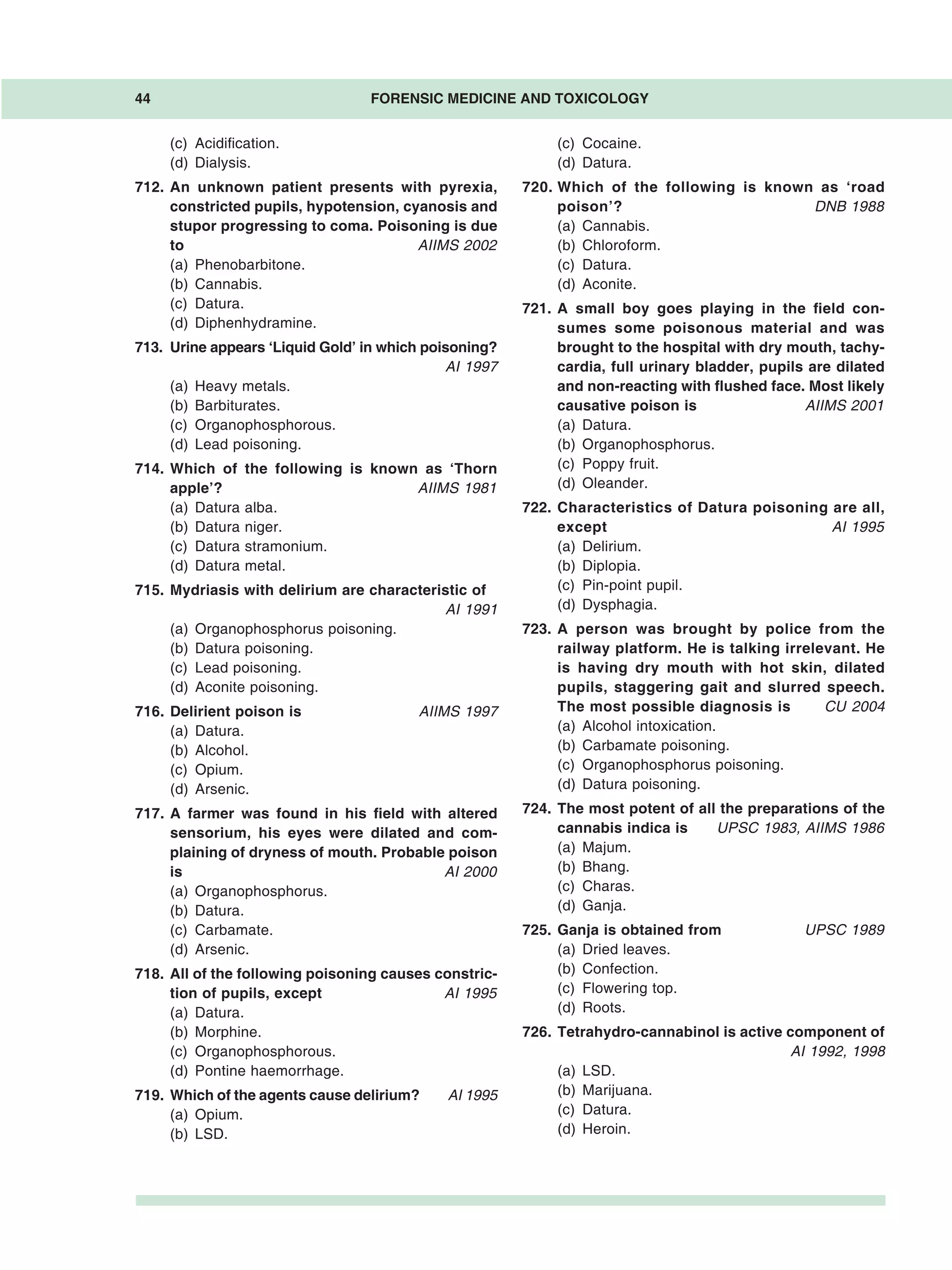 FORENSIC MEDICINE MCQS | PDF