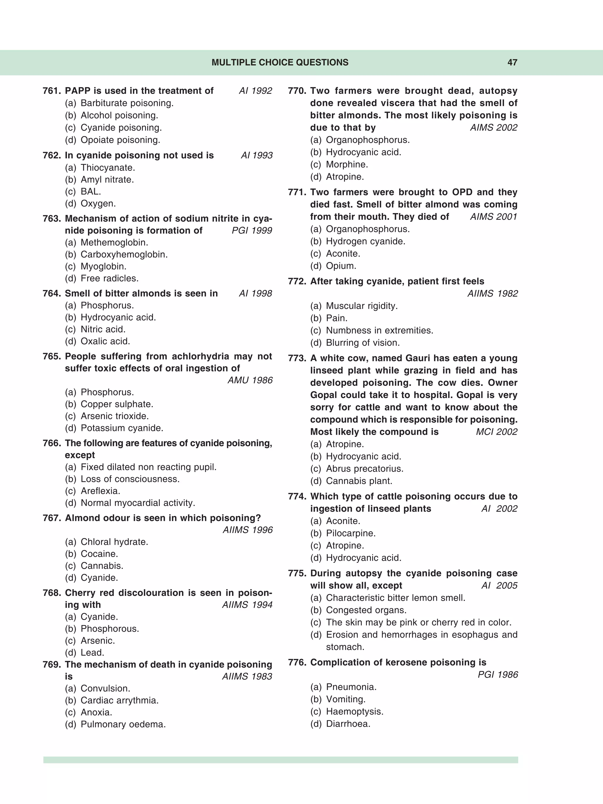 FORENSIC MEDICINE MCQS | PDF