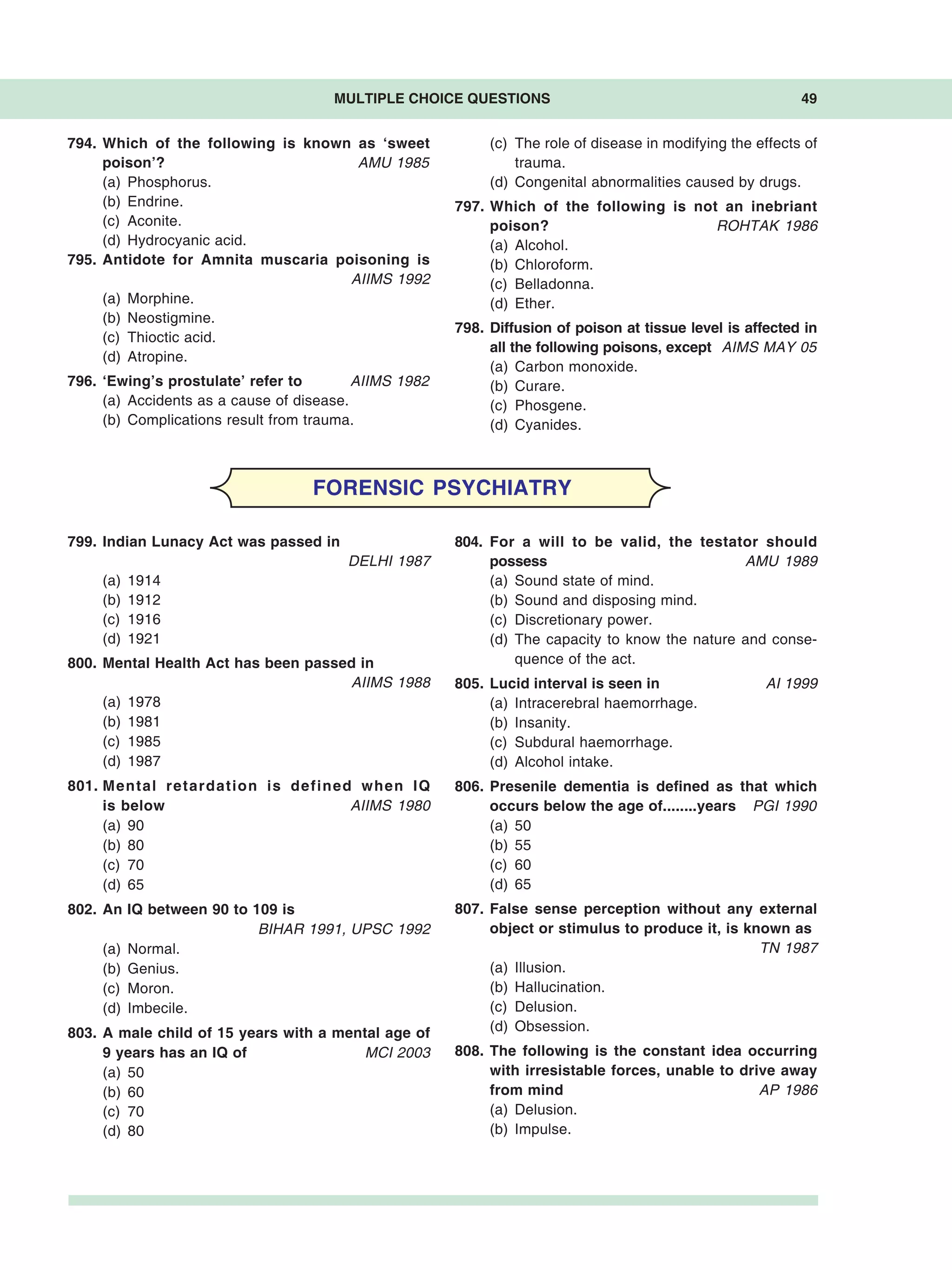 FORENSIC MEDICINE MCQS | PDF