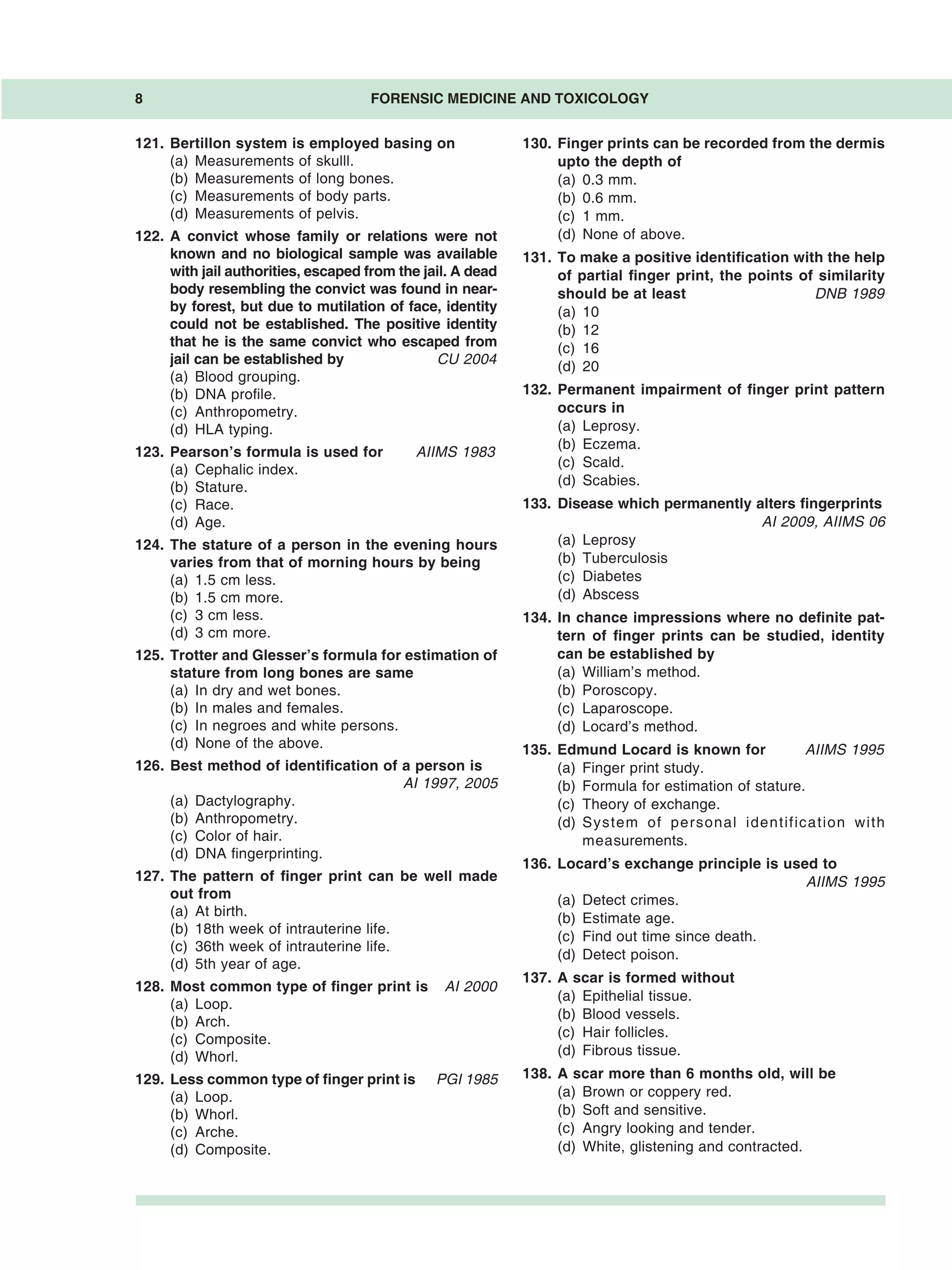 FORENSIC MEDICINE MCQS | PDF
