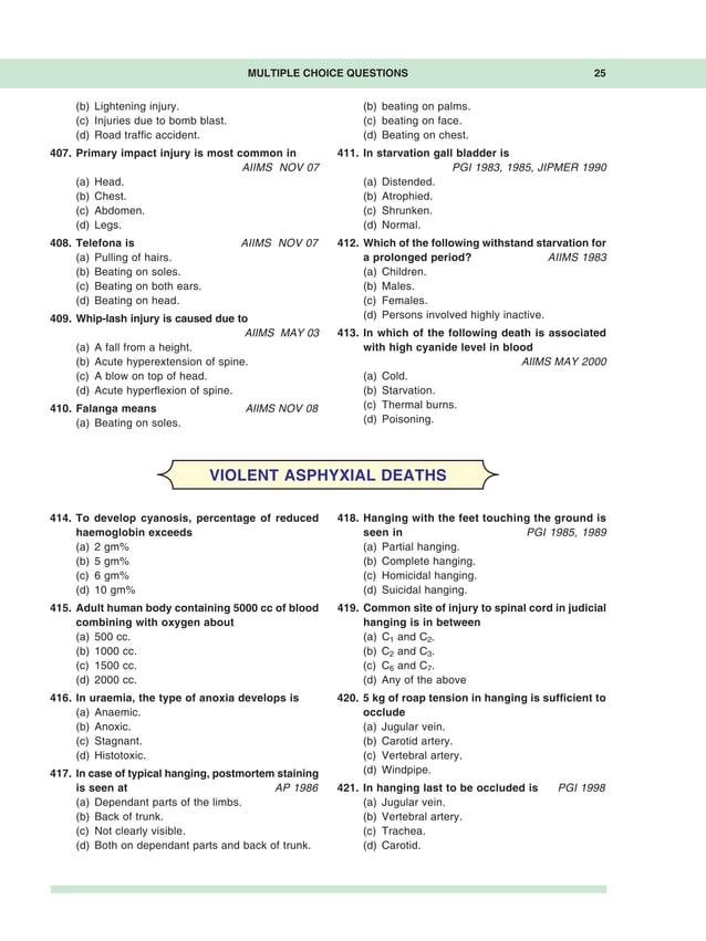 FORENSIC MEDICINE MCQS | PDF | Crime & Harmful Acts to Individuals ...