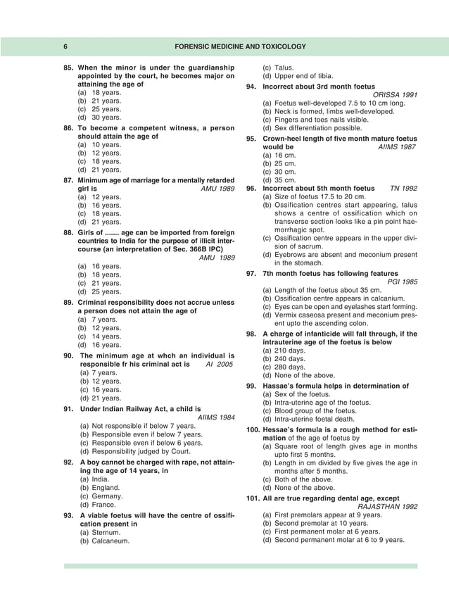FORENSIC MEDICINE MCQS | PDF | Crime & Harmful Acts to Individuals, Society & Human Right ...