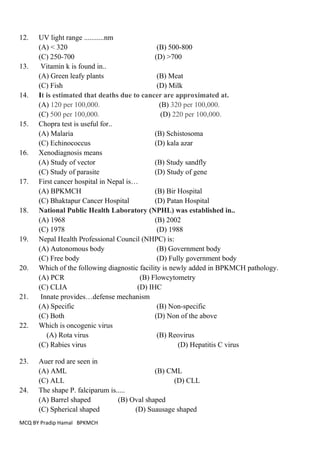 Mcq for laboratory medicine | PDF