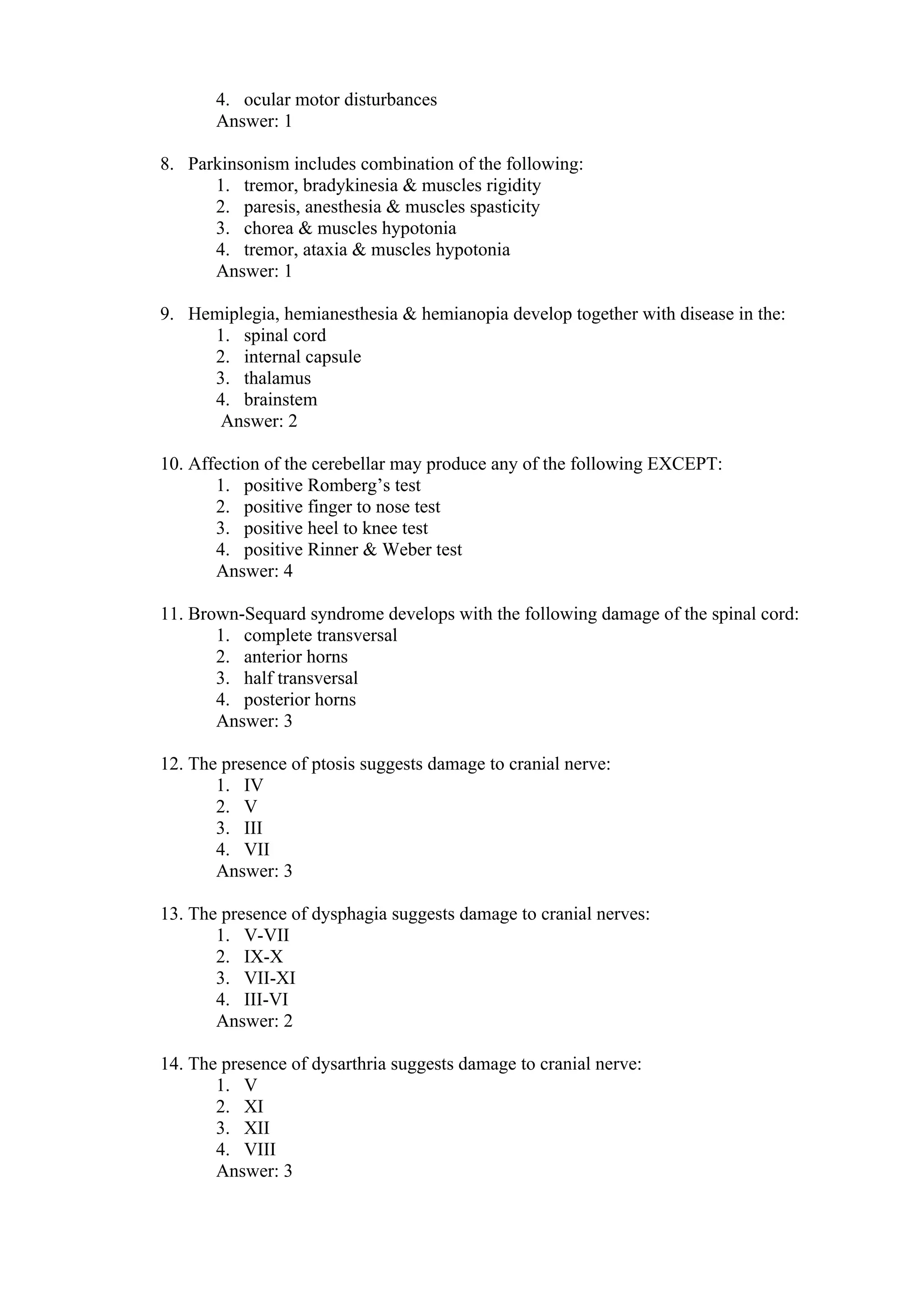 multiple choice questions on neurology pdf | DOC