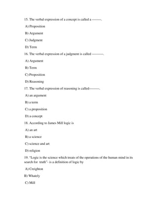 Mcq in traditional logic(1) | PDF | Physics | Science