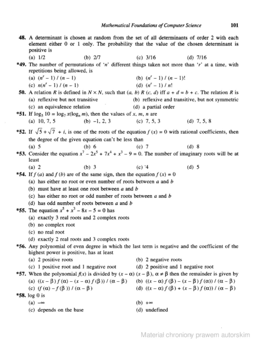 Mcq in computer science by timothy j williams