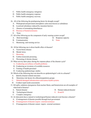 Mcq in diaster Magement | PDF
