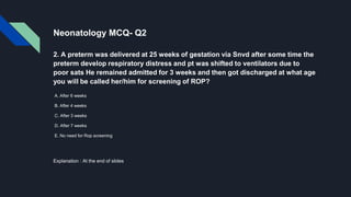 Mcq in neonatology 2023 | PPTX