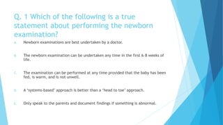Mcq in neonatology for medical students | PPTX
