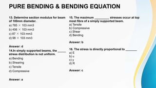 Mcq module 1 on pure bending | PPT