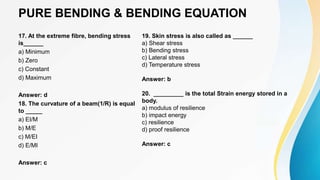 Mcq module 1 on pure bending | PPTX