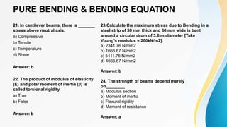 Mcq module 1 on pure bending | PPTX