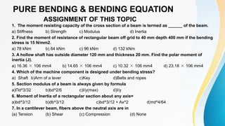 Mcq module 1 on pure bending | PPT